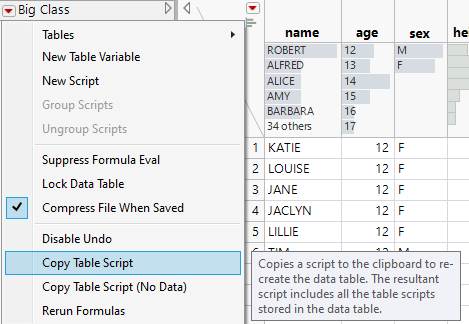 how to 'embed' a table to the top-left section of main table? - JMP ...
