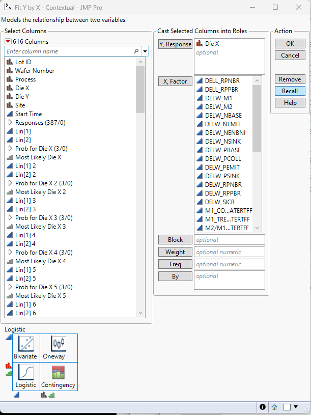 Solved: Fit Y by X - Multi parameters - Saving Individual Probability Formulaes - JMP User Community