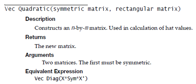 Solved Explaining Vec Quadratic Jmp User Community