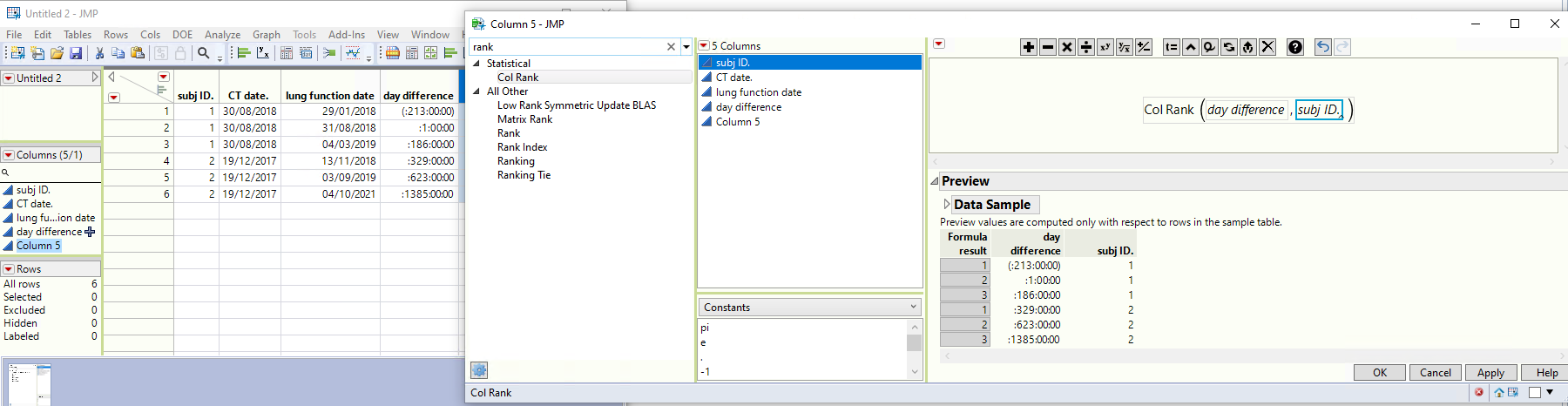 isolating the smallest date difference - JMP User Community