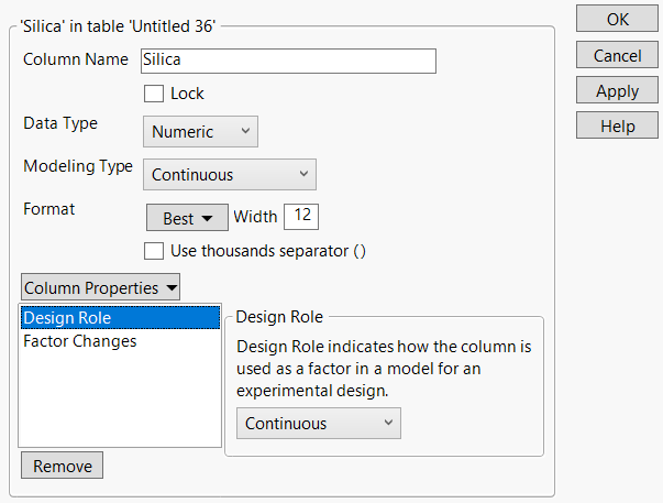 Solved Doe Response And Factor Entry Using Datatable Jmp User Community