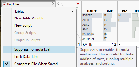 Turn off "Suppress Eval" on all columns - JMP User Community