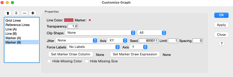 Solved: How to make a plot of scatter with lines and markers like Excel ...