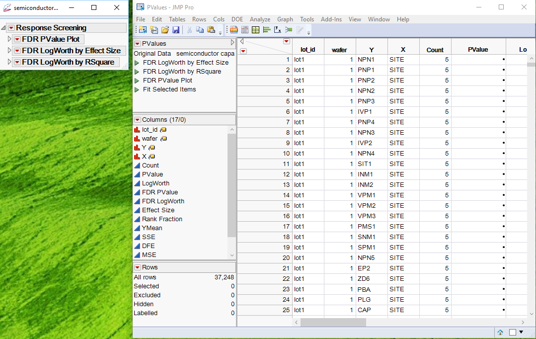 Response Screening Fit Selected Items with By Columns - JMP User Community