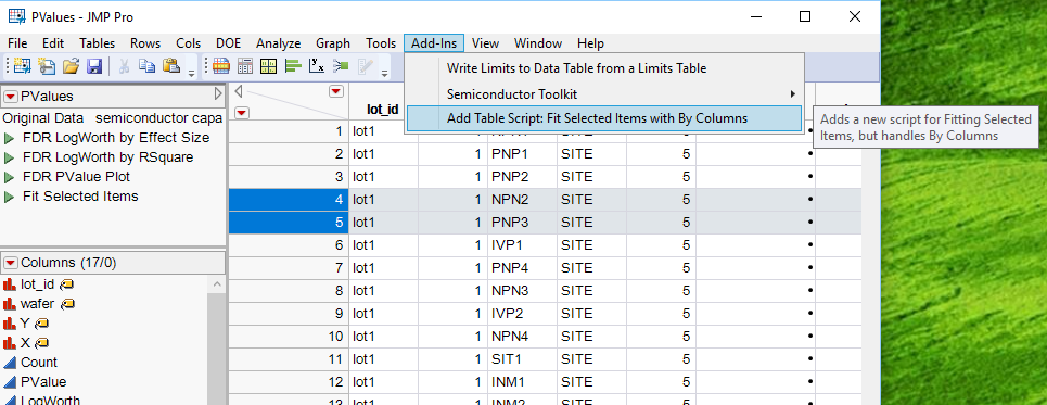 Response Screening Fit Selected Items with By Columns - JMP User Community