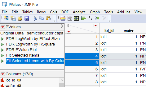Response Screening Fit Selected Items with By Columns - JMP User Community