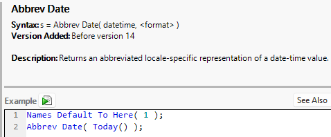 Abbrev Date - Formats? - JMP User Community