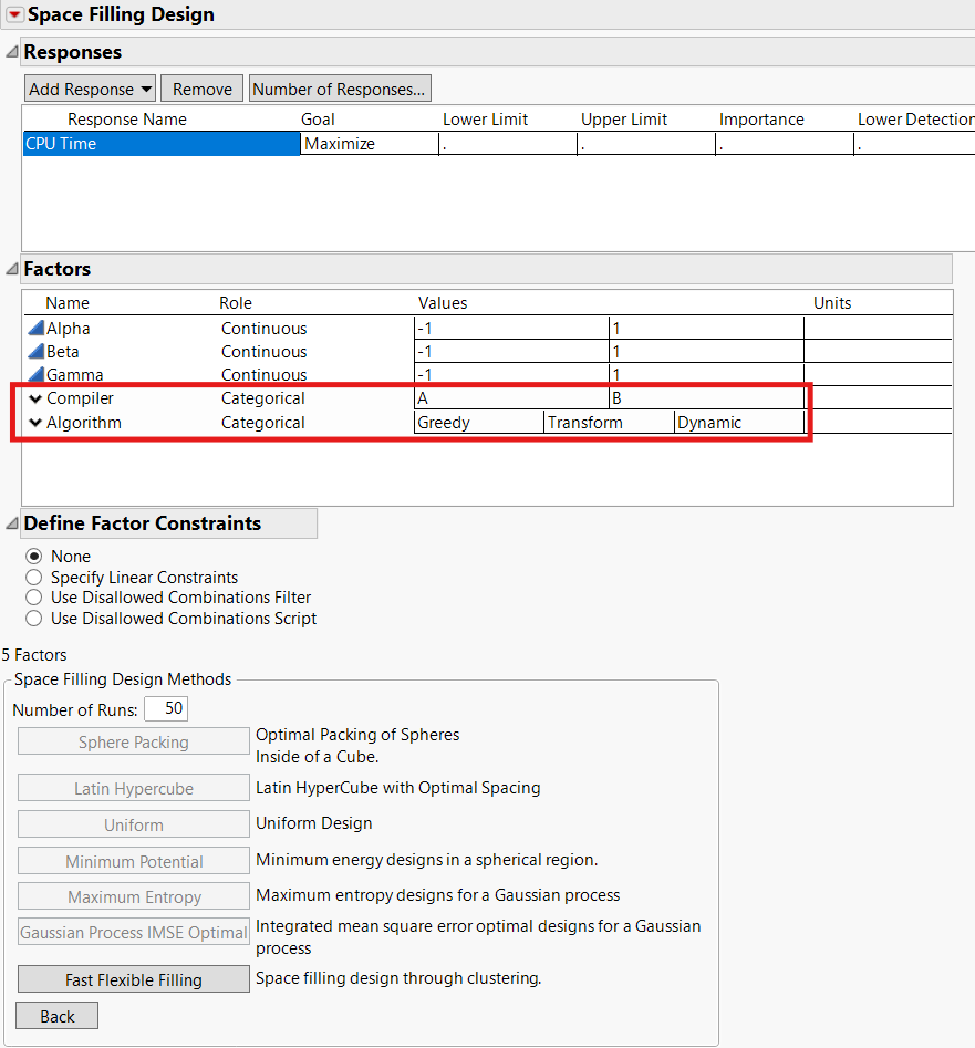 Handling of categorical factors for Space-Filling design using ...