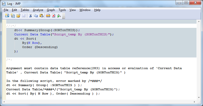 Solved: Can't change focus to Current Data Table - JMP User Community