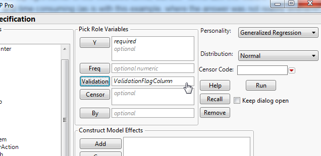 Solved: How do I use [Validation Column] in [Validation Method] of Gen'zd (logistic) reg ...