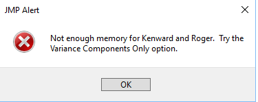 Solved: REML mixed model: "Unable to allocate enough memory" error message - JMP User Community