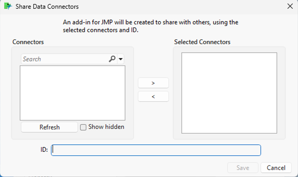 Data Connectors: Share Connectors dialog does not populate Connectors ...