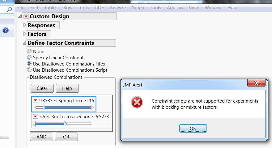 Solved: DoE with Blocking and Constraints - JMP User Community