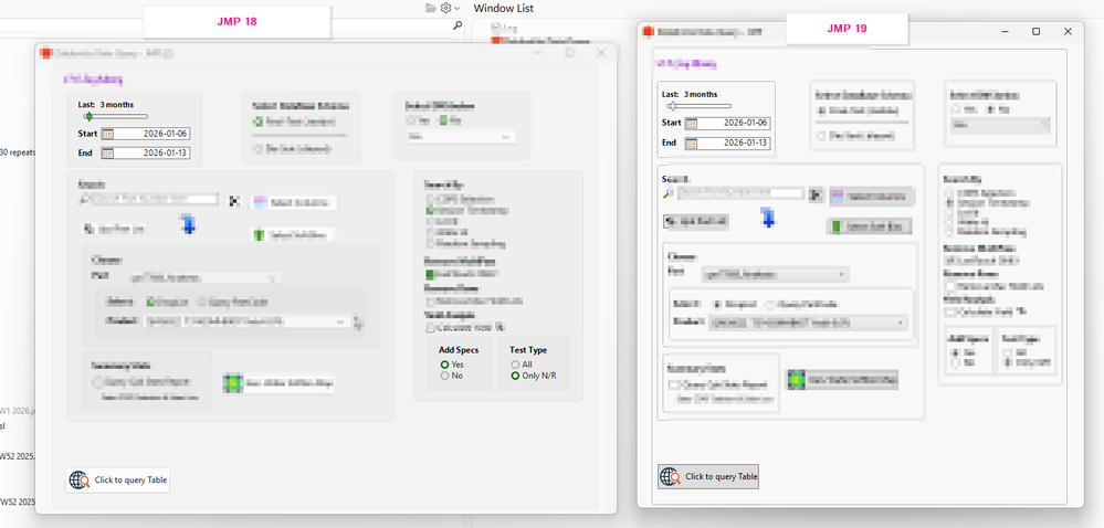 Why does the new window layout look different in JMP 19 compared to JMP ...