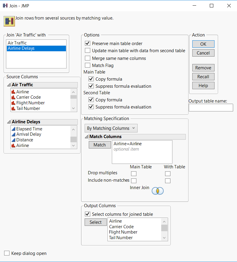Solved: join data table output culumns - JMP User Community