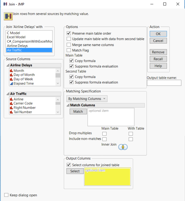 Solved: join data table output culumns - JMP User Community